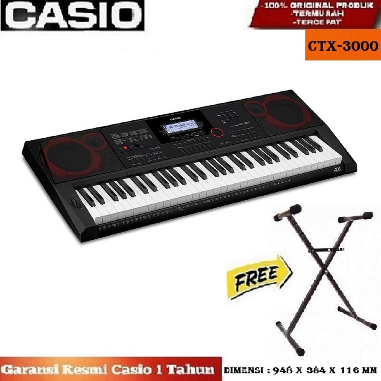 Keyboard Piano Casio CTX-3000 + Stand + Tas / CT-X3000 / CTX3000 Garansi resmi 1 Tahun | Lazada ...