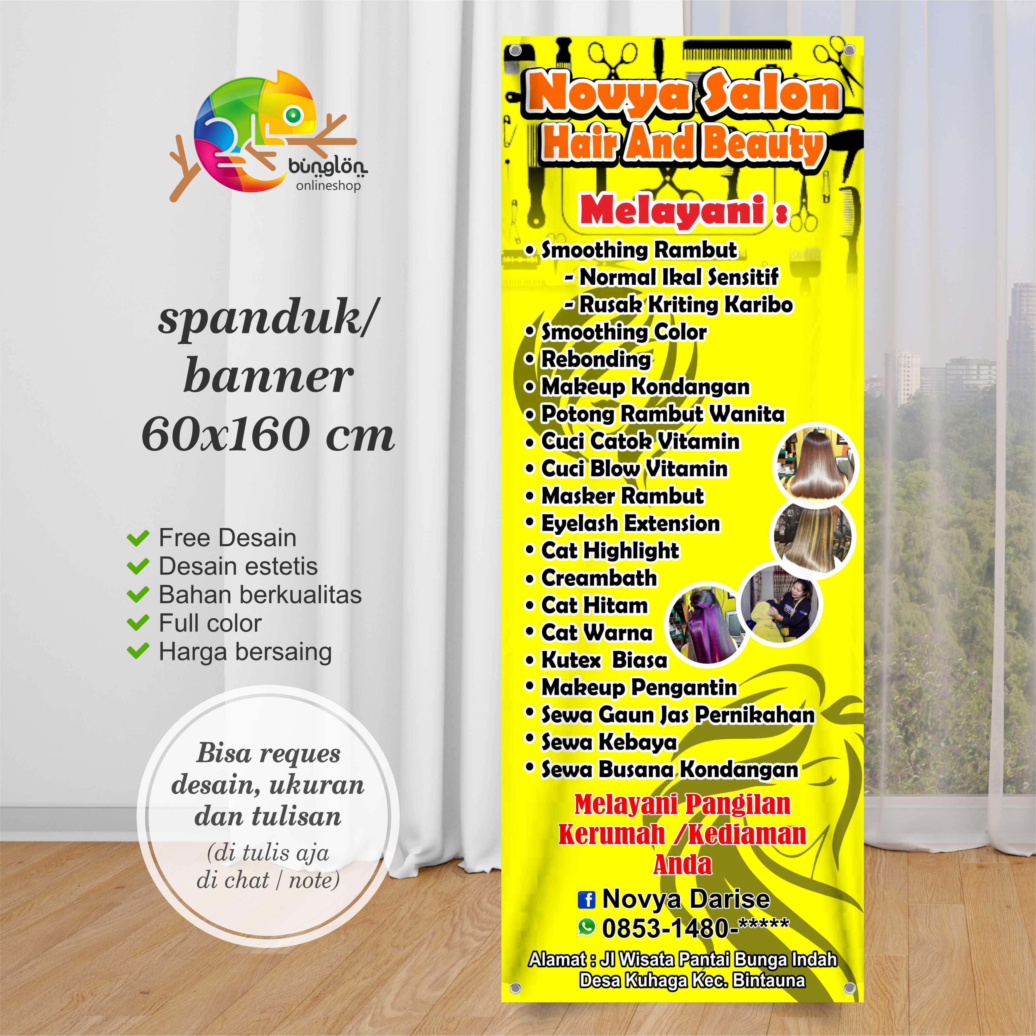 Spanduk, Banner 60x160 Cm Spanduk Salon Kuning, Spanduk Salon Eyelah ...