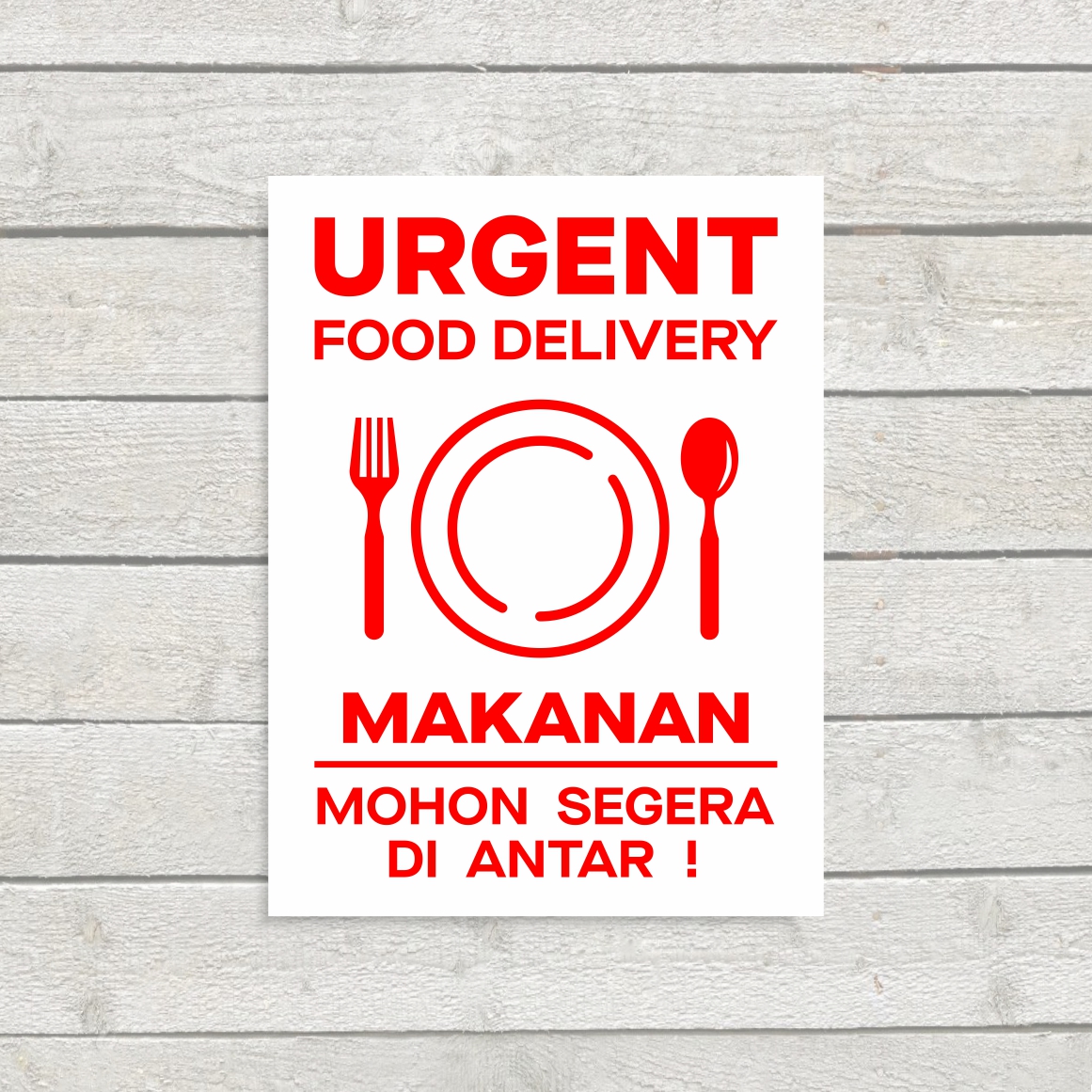 Sticker Label Urgent Food Delivery Stiker Pengiriman Makanan 8 x 6 cm ...
