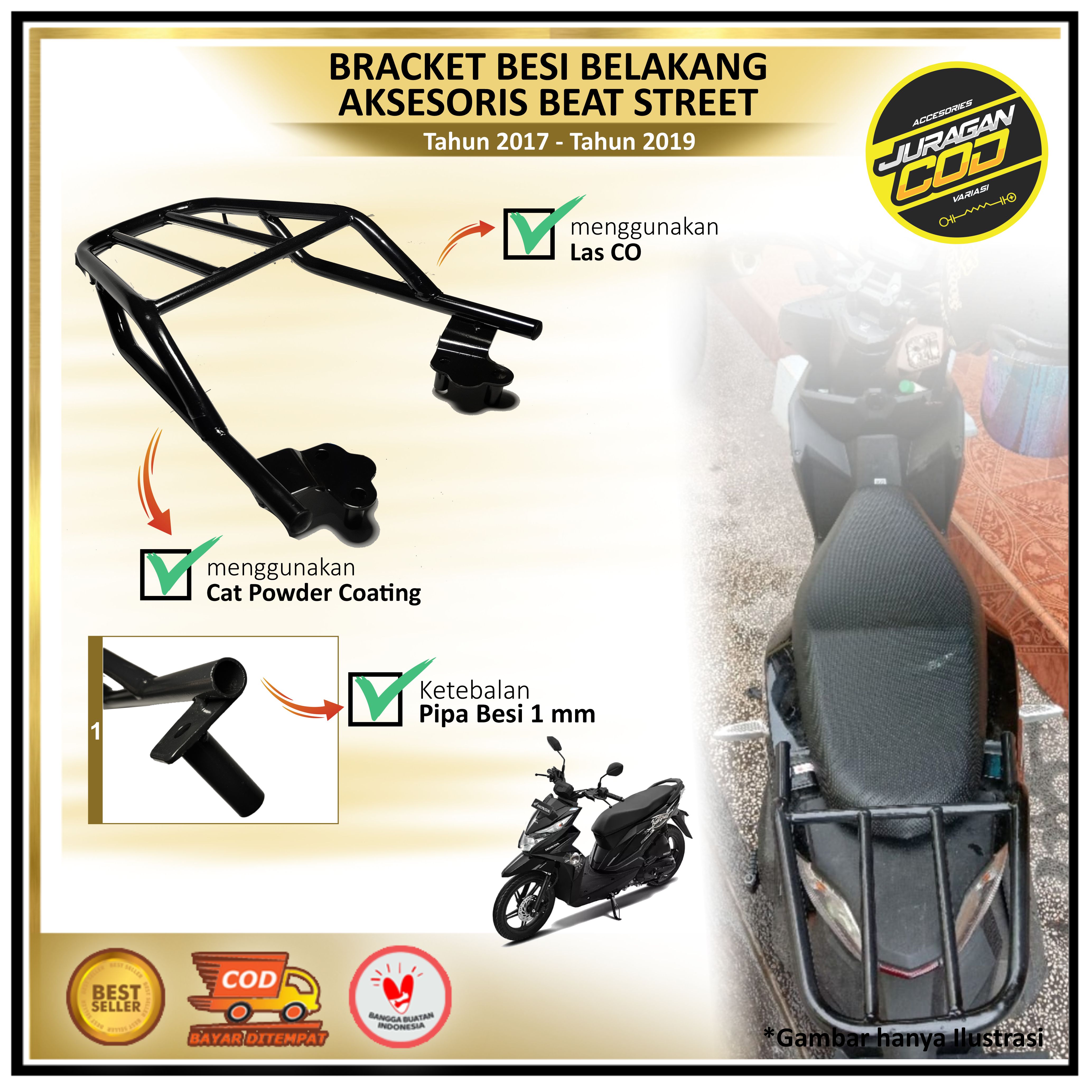 Bracket Besi Beat Street old 2016-2019 / Begel Belakang Beat ...