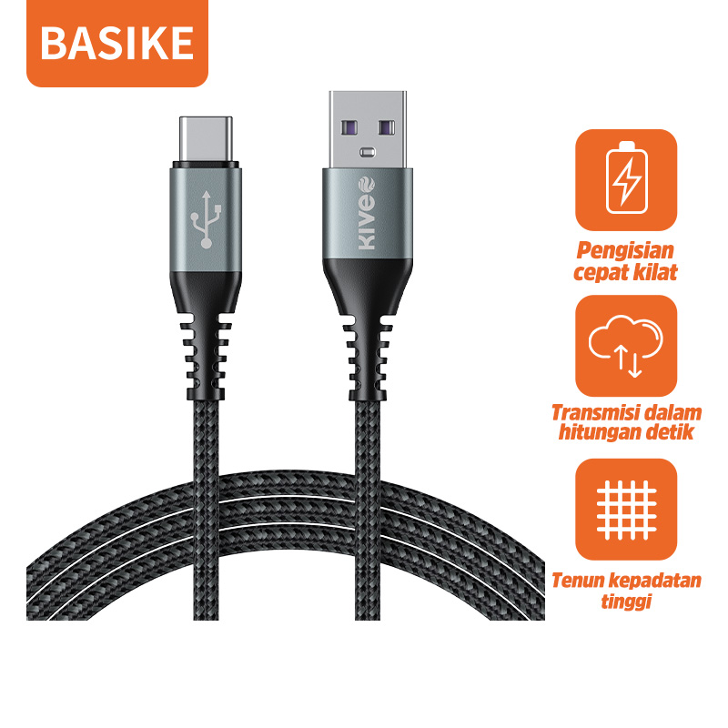 kabel data kabel charger fast charging BASIKE asli 5V 2.4A Pengisian ...