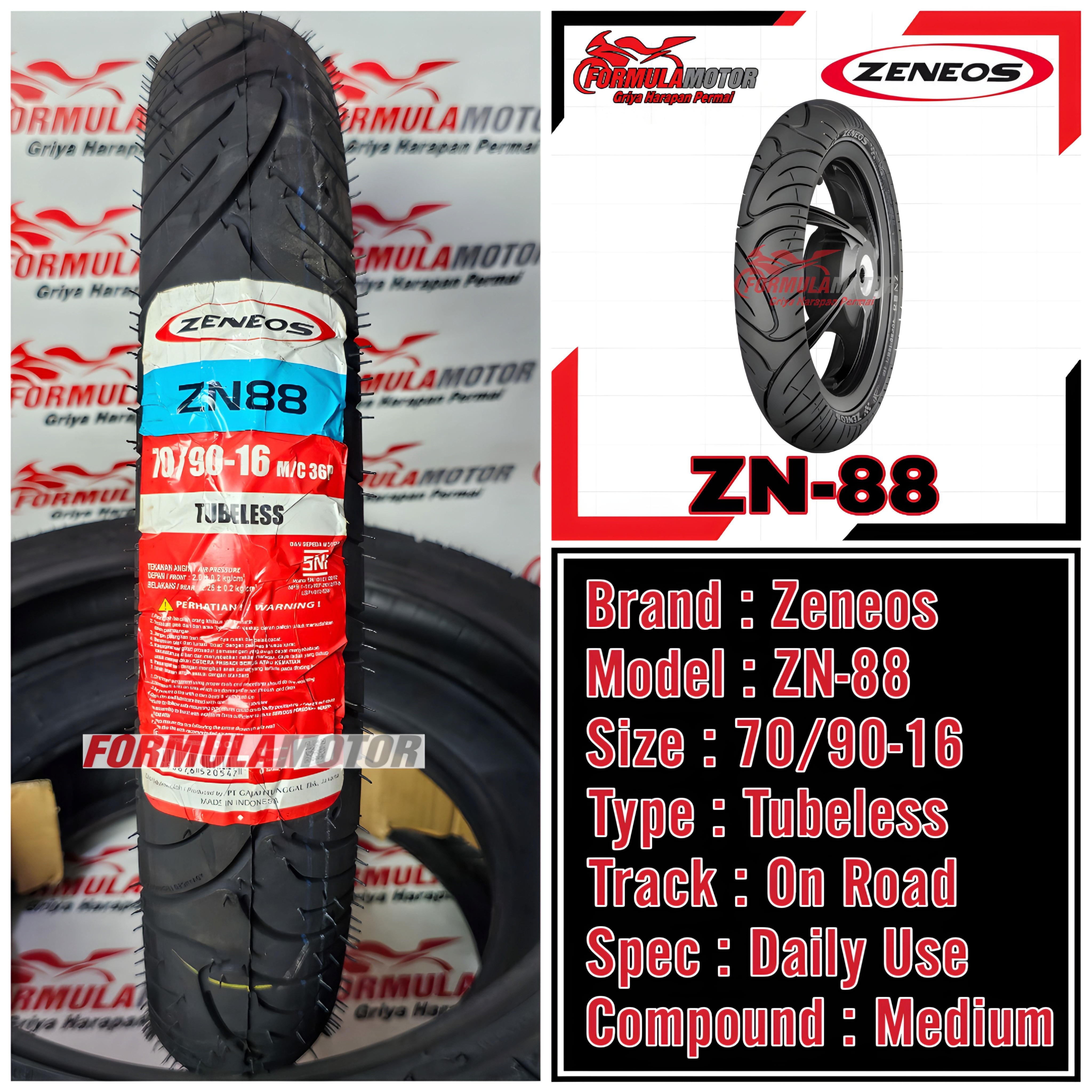 Zeneos ZN-88 ZN88 Ring 16 Tubeless All Size - Ban Motor Matic Tubles ...