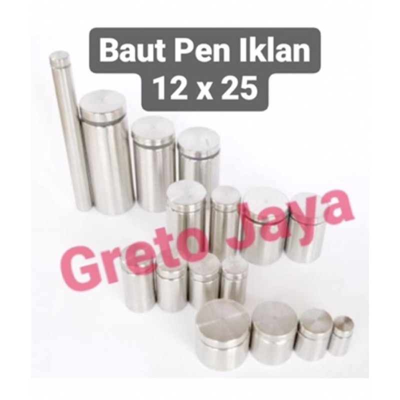( 12x25 ) Baut Pin Pen Iklan 12 x 25 mm Sign Board Akrilik Acrylic ...