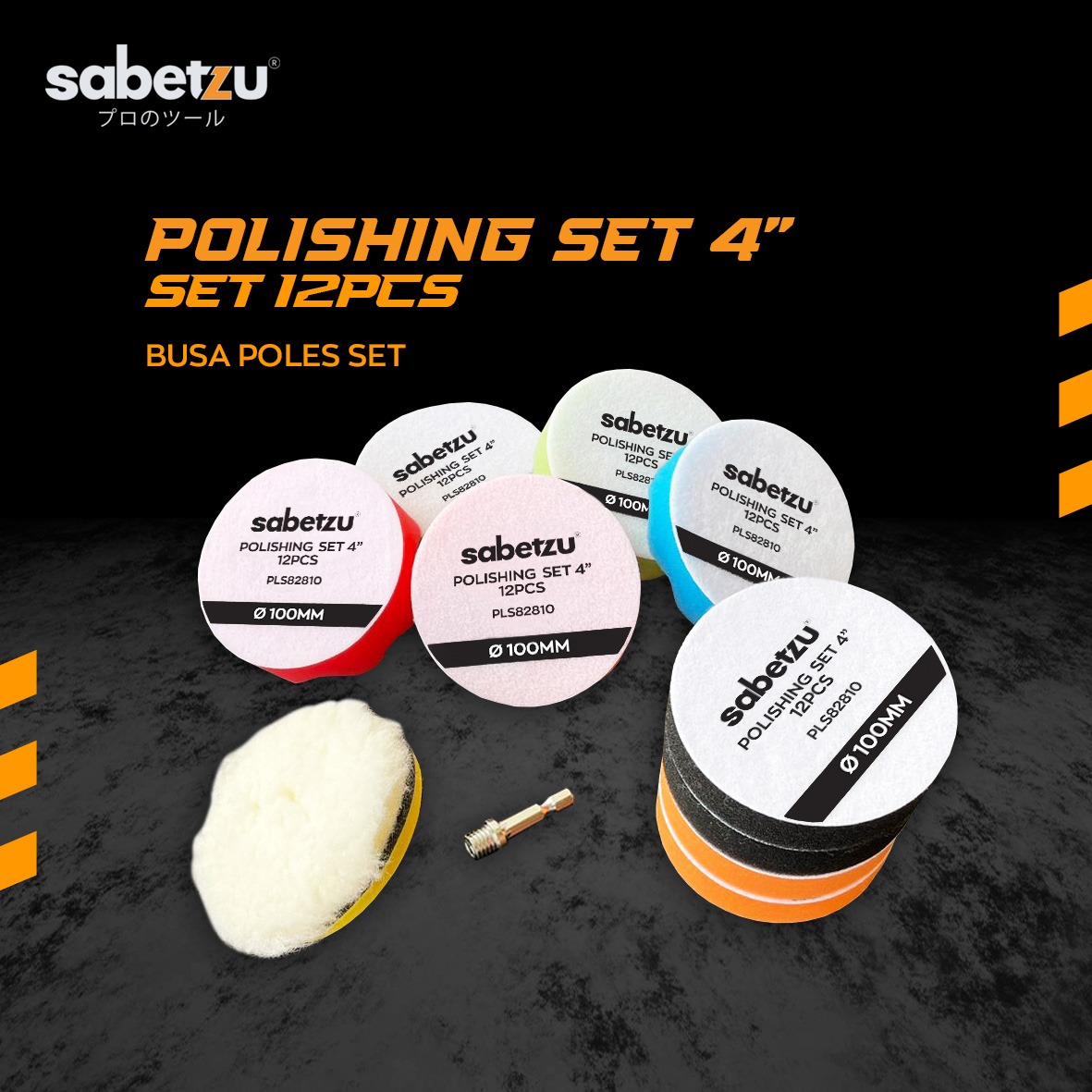 Busa poles set 12pcs untuk mobil, motor sabetzu sponge polishing spon ...