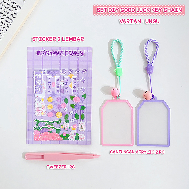 SET DIY GANTUNGAN KUNCI ACRYLIC + BONUS STICKER MOMO GLITTER + TWEEZER ...