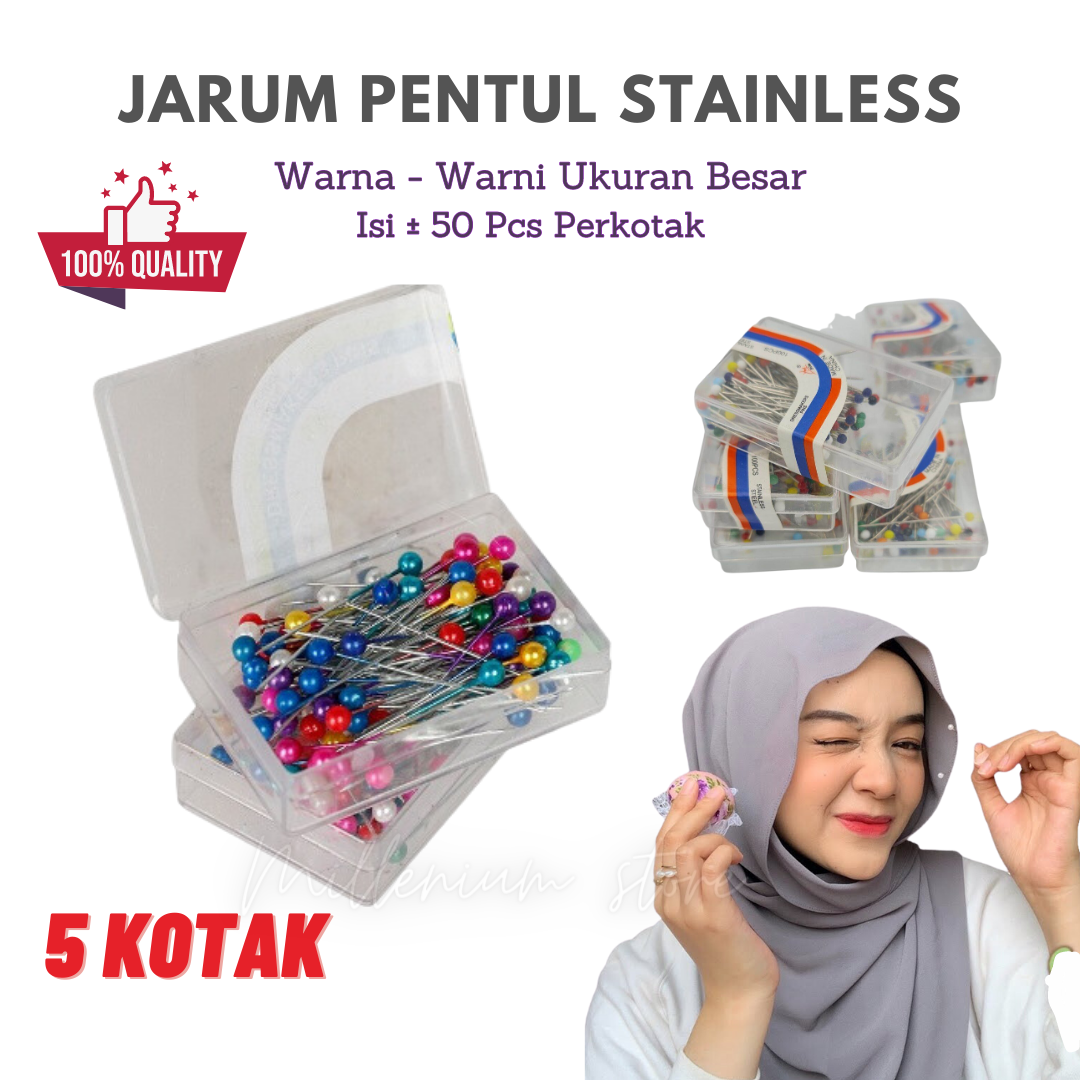 [ 5 KOTAK! ] Jarum Pentul Hijab Sedang / Peniti Jilbab Stainless / Isi ...