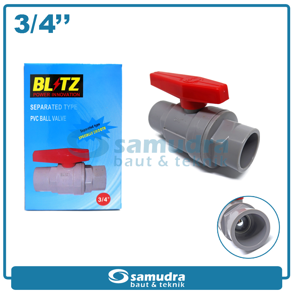BLITZ Stop Kran PVC 3/4" Ball Valve Polos Plastik Pipa Air Sock Engkol ...