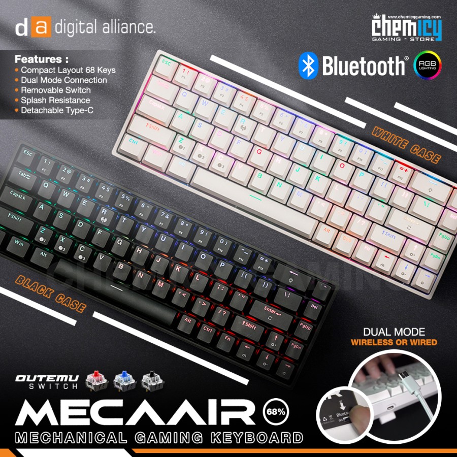 Digital Alliance Meca Air 68% Wireless RGB Mechanical Gaming Keyboard ...