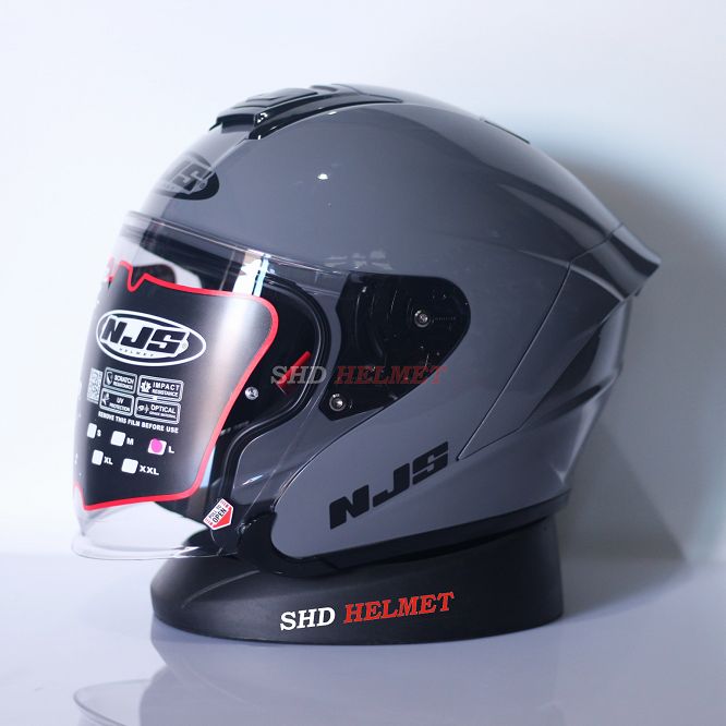 Helm NJS Kairoz Stone Grey NJS Kairos Half Face Abu Glossy Original ...