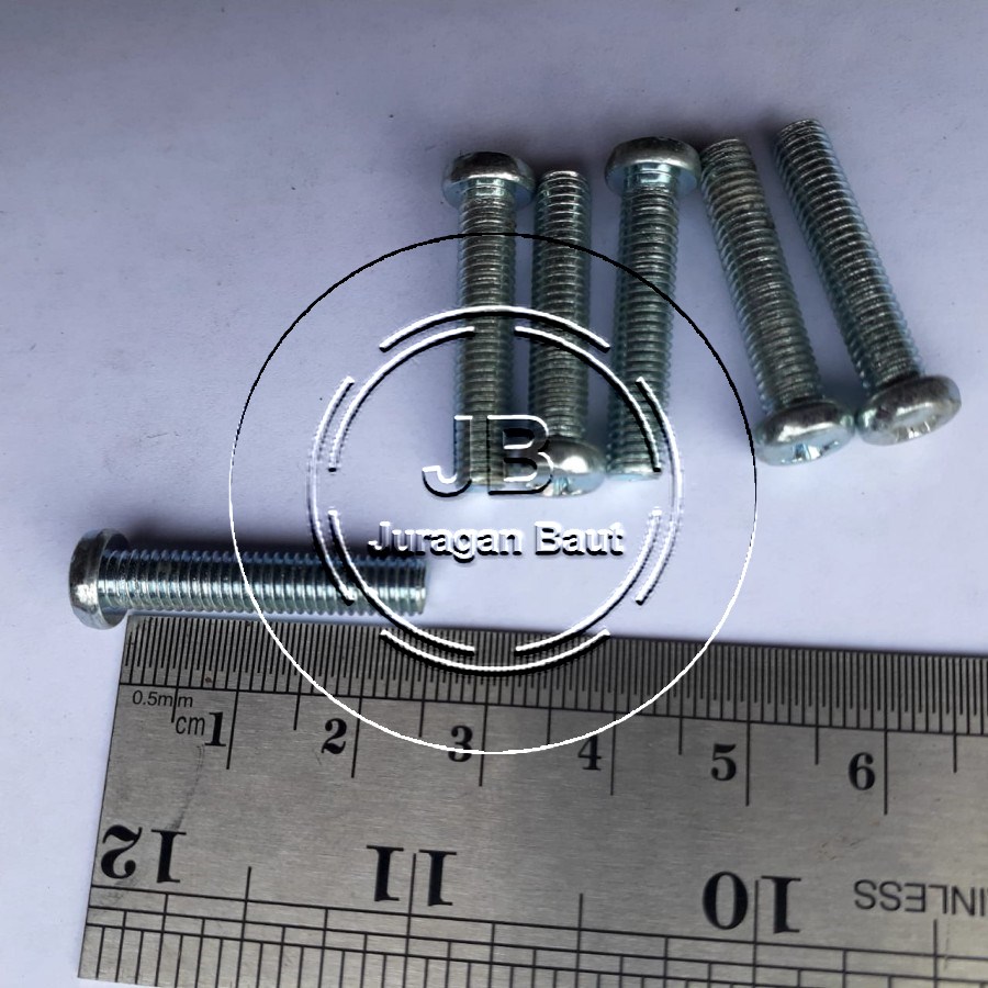 10 BUAH BAUT JP M5 X 25 PAN HEAD SEKRUP M5X25 PANJANG 2,5CM 2,5 CM 5X45 5 X 25 MM OBENG PLUS ...
