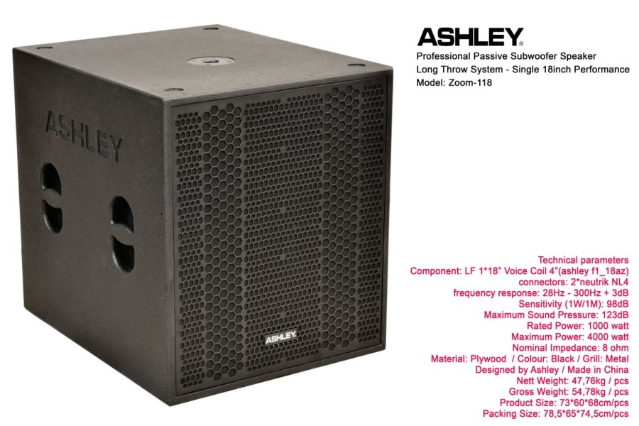 SubWoofer Pasif 18 Inch Ashley Zoom 118 / Zoom 118 Original | Lazada ...
