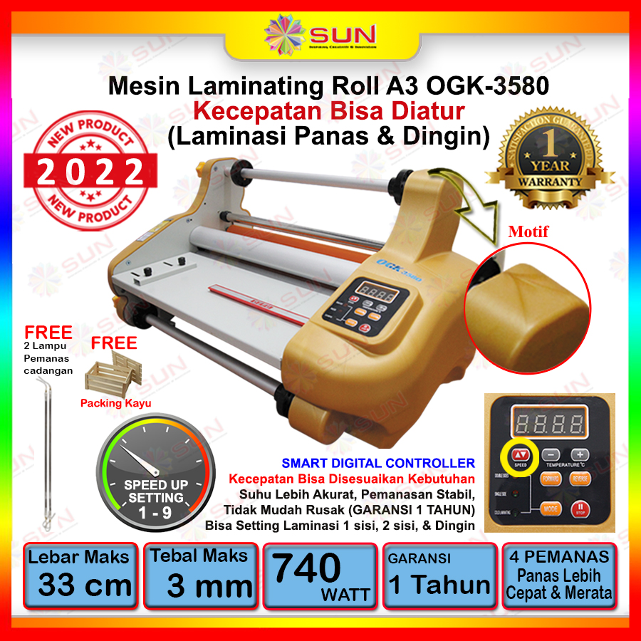 Mesin Laminating Mesin Laminasi Roll A3 Hot Panas Cold Dingin