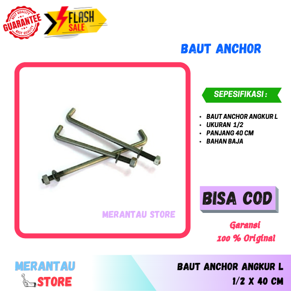 Baut & Mur Anchor Baut Angkur L Baja Hitam Beton Diameter 1/2 X 40Cm ...