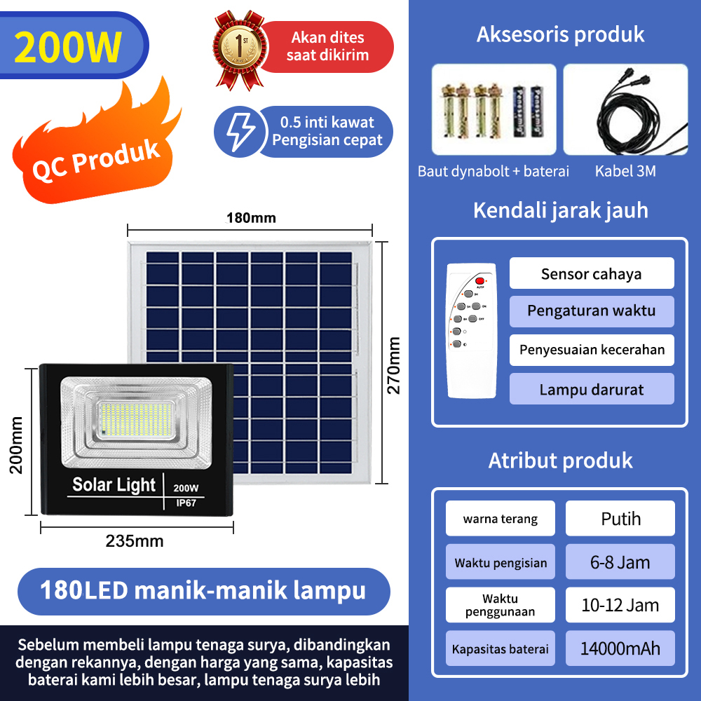 COD lampu tenaga surya otomatis outdoor lampu Solar Light LED 20W 45W 80W 100W 150W 200W 400W ...