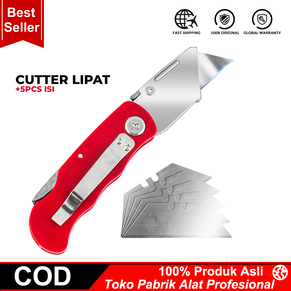 Cutter Lipat Pisau Lipat Isi 5 PCS Mata Pisau Serbaguna Bahan ...