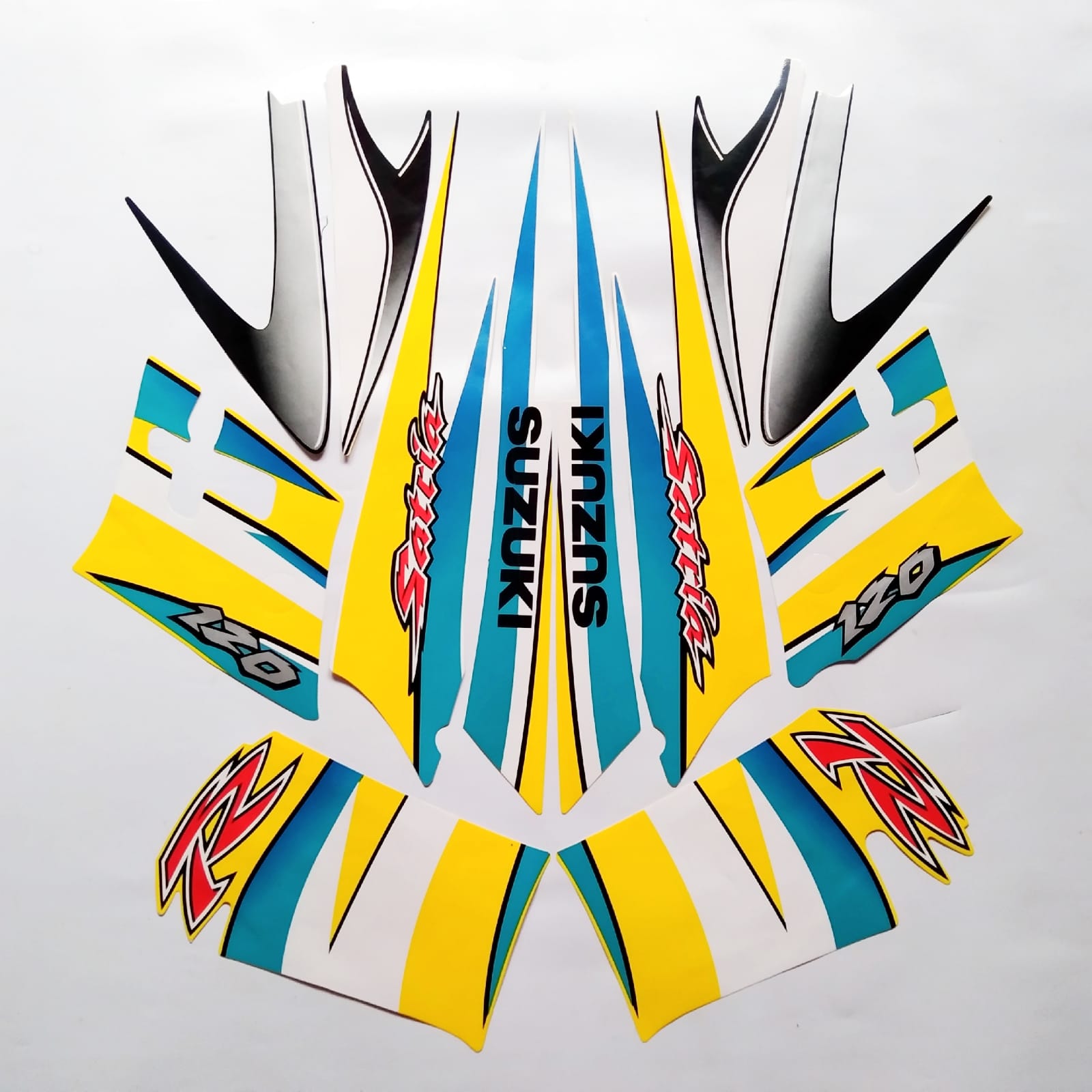 STIKER STRIPING LIS BODY SATRIA R 2TAK TAHUN 2005 PUTIH KUNING STANDAR ...