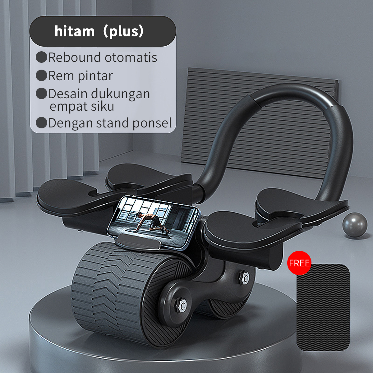 Roda fitnes perut rumah tangga multifungsi 2in1 Ab Roller Wheels Plank ...