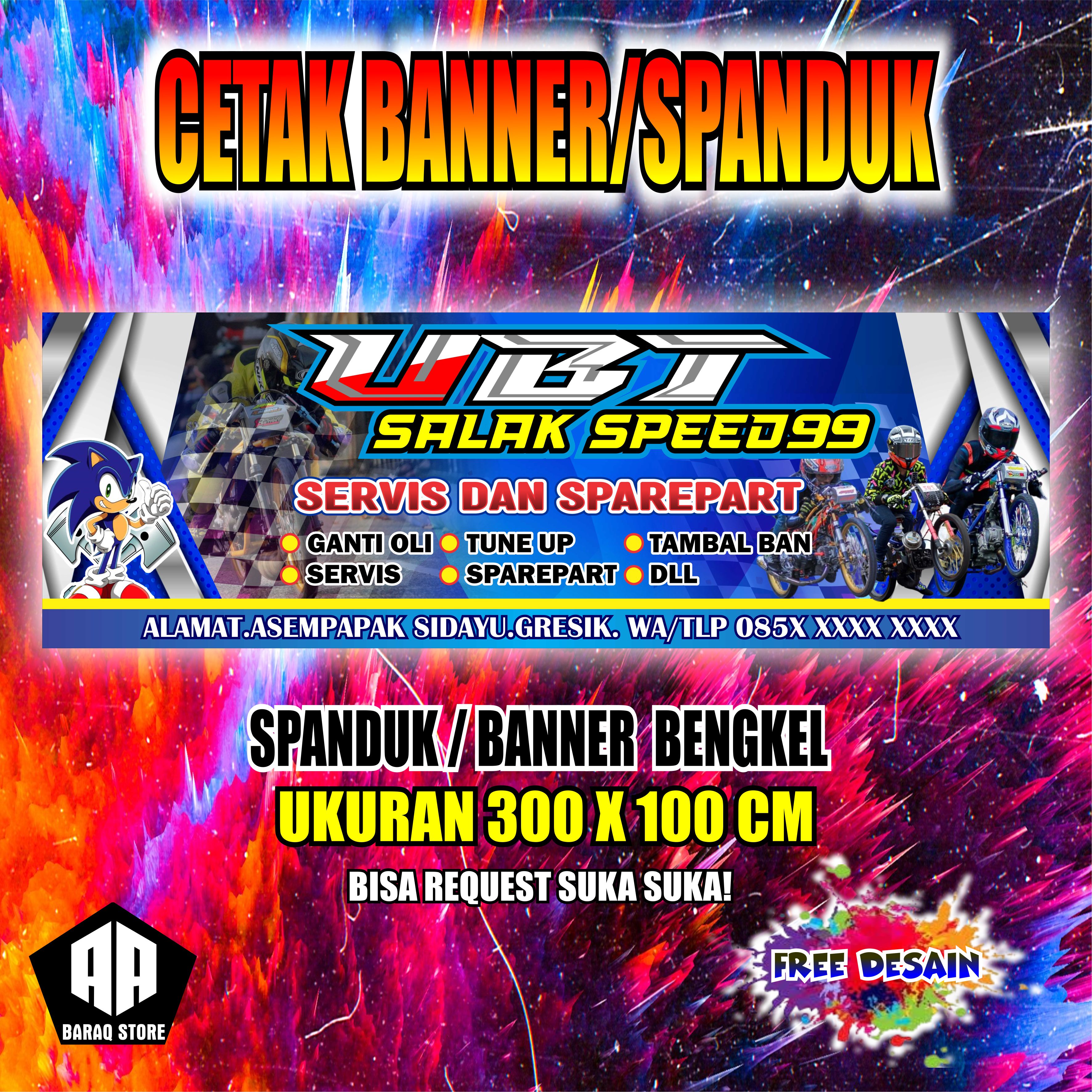 Cetak Banner Cetak Spanduk BENGKEL UBRT DESAIN BIRU Ukuran 300X100 BISA ...
