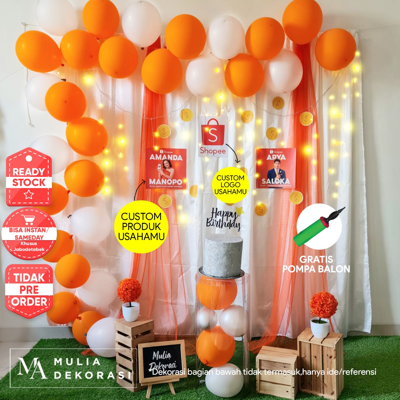 Paket Dekorasi Backdrop Kekinian Custom Bisnis Logo Produk Usaha Viral ...