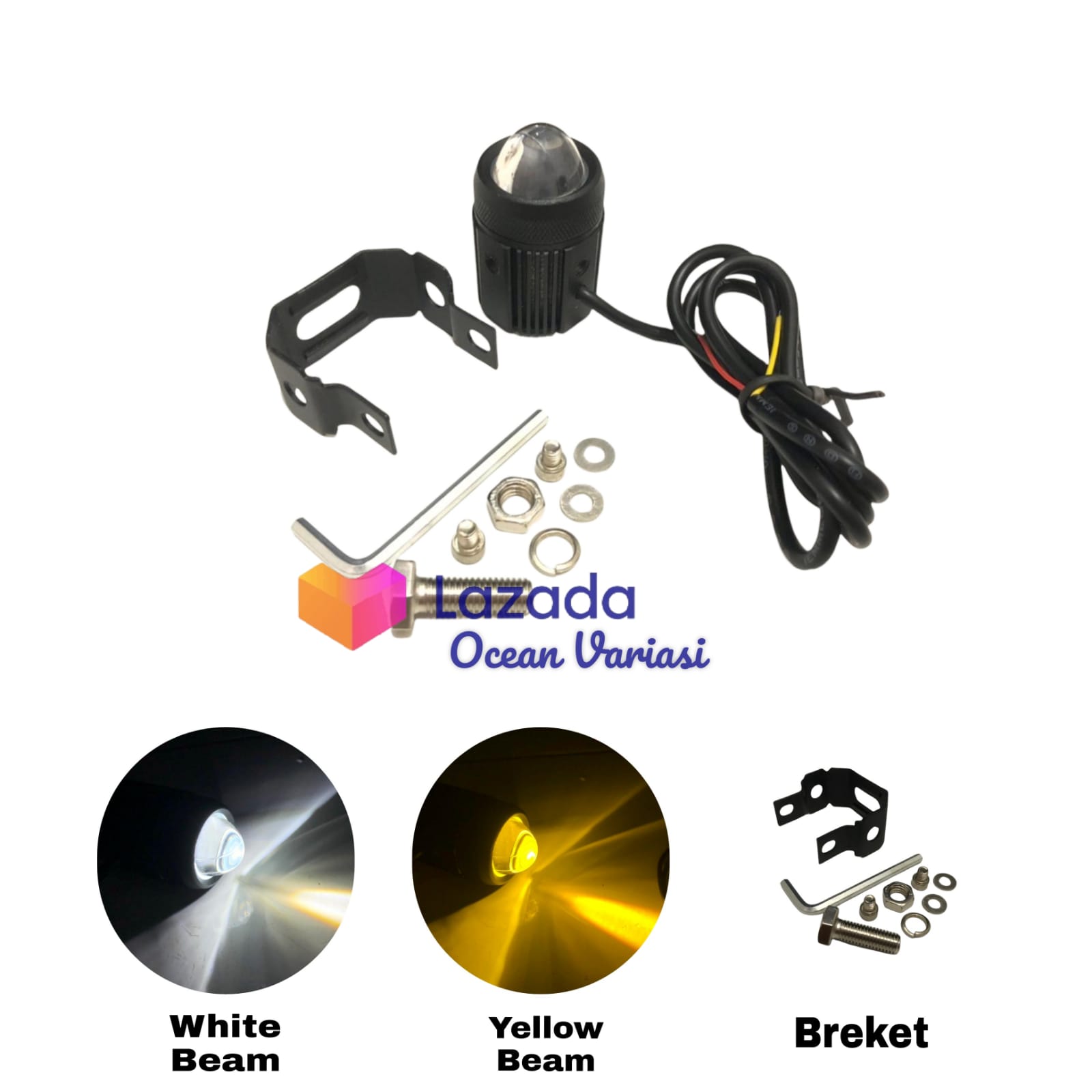 Lampu Tembak Foglamp Laser Mini LED D2 2 Warna Putih Kuning Hi Low Beam ...