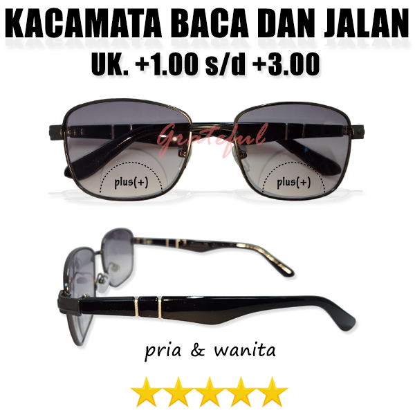 Kacamata 2 Fungsi Untuk Baca Dan Jalan (Lensa Bifokal ) Lensa hitam ...