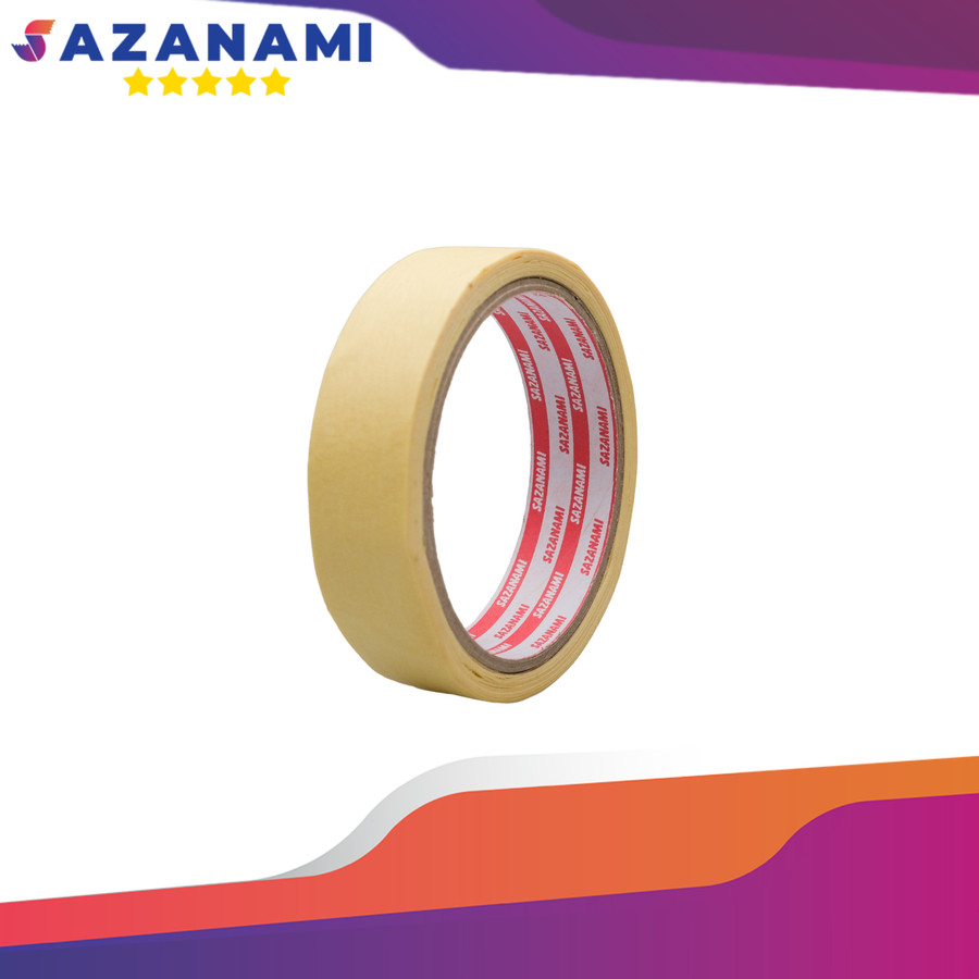 1 ROLL LAKBAN KERTAS MASKING TAPE 1" INCH 24MM X 15M KUNING SAZANAMI ...