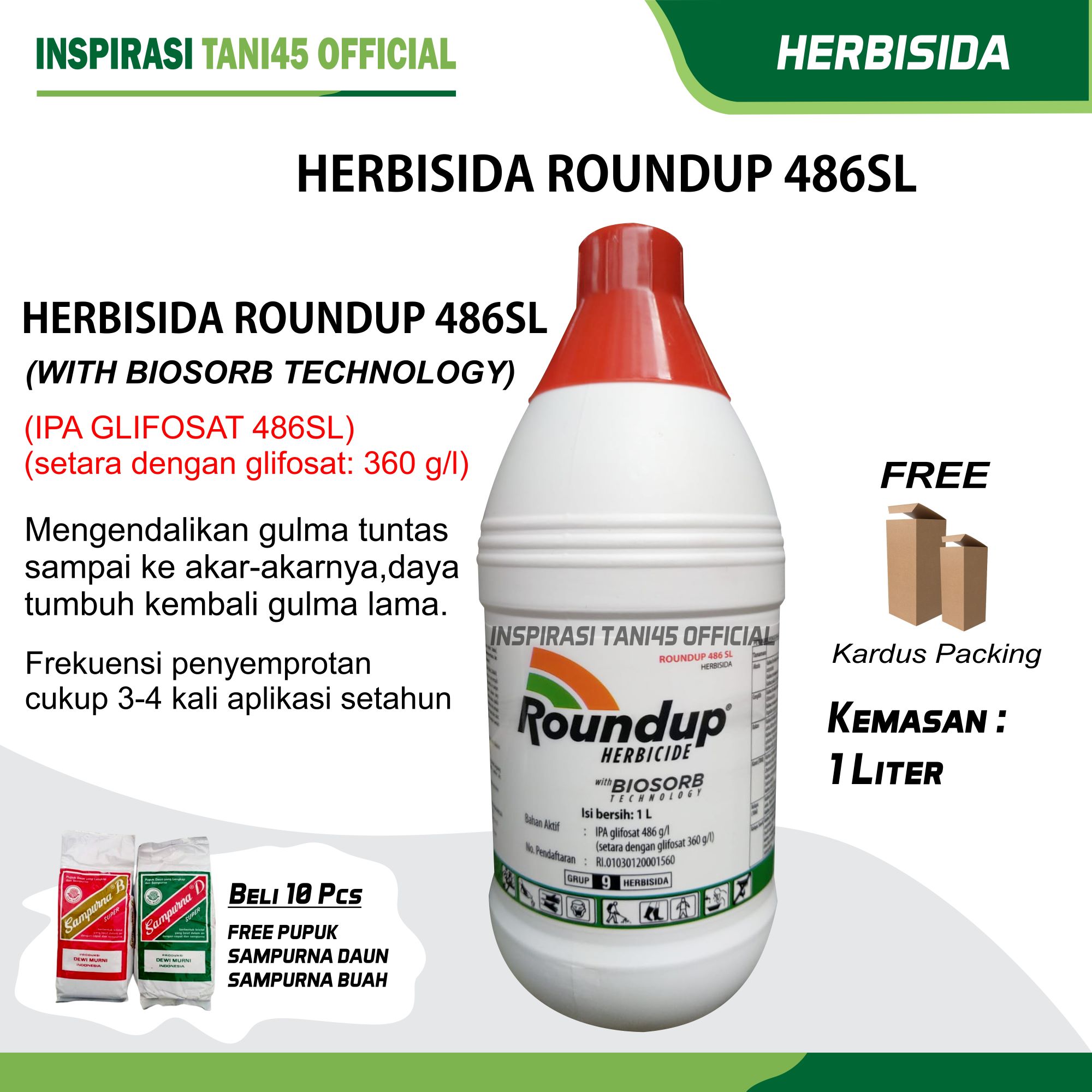 Herbisida Roundup 1 liter/Herbisida Sistematik Roundup 1 liter/Herbisia ...