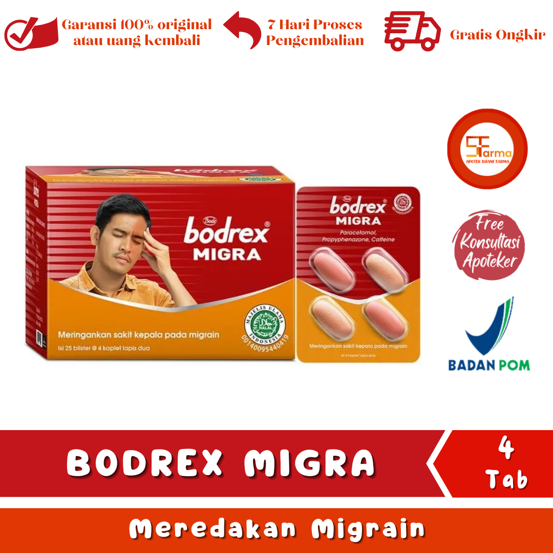 BODREX MIGRAIN / Sakit Kepala Sebelah / Pusing / Migrain | Lazada Indonesia