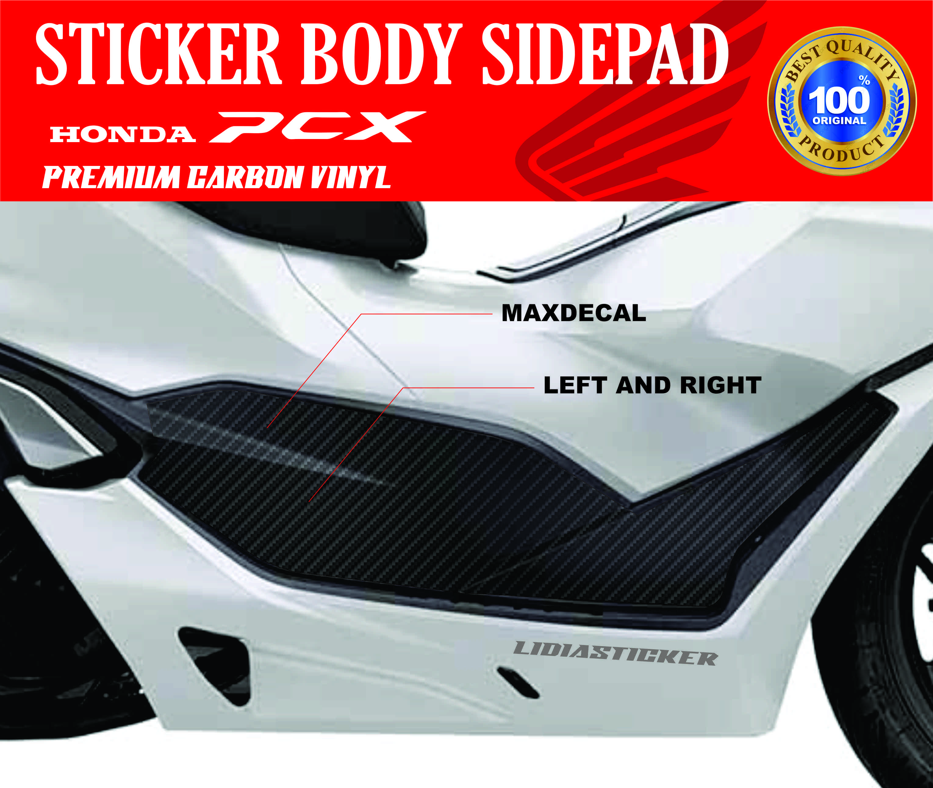 STIKER PCX 160 SIDEPAD PREMIUM CARBON MAXDECAL | Lazada Indonesia