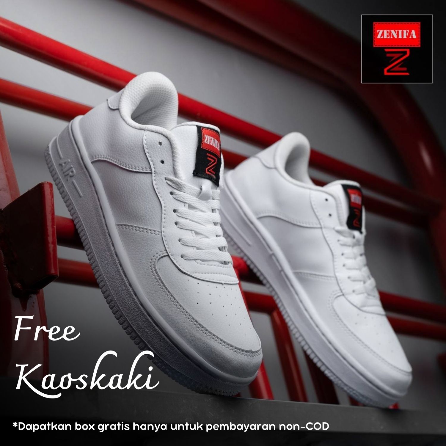 Sepatu Sneakers Zenifa Aerostreet Hoops Low All White Kasual Import ...
