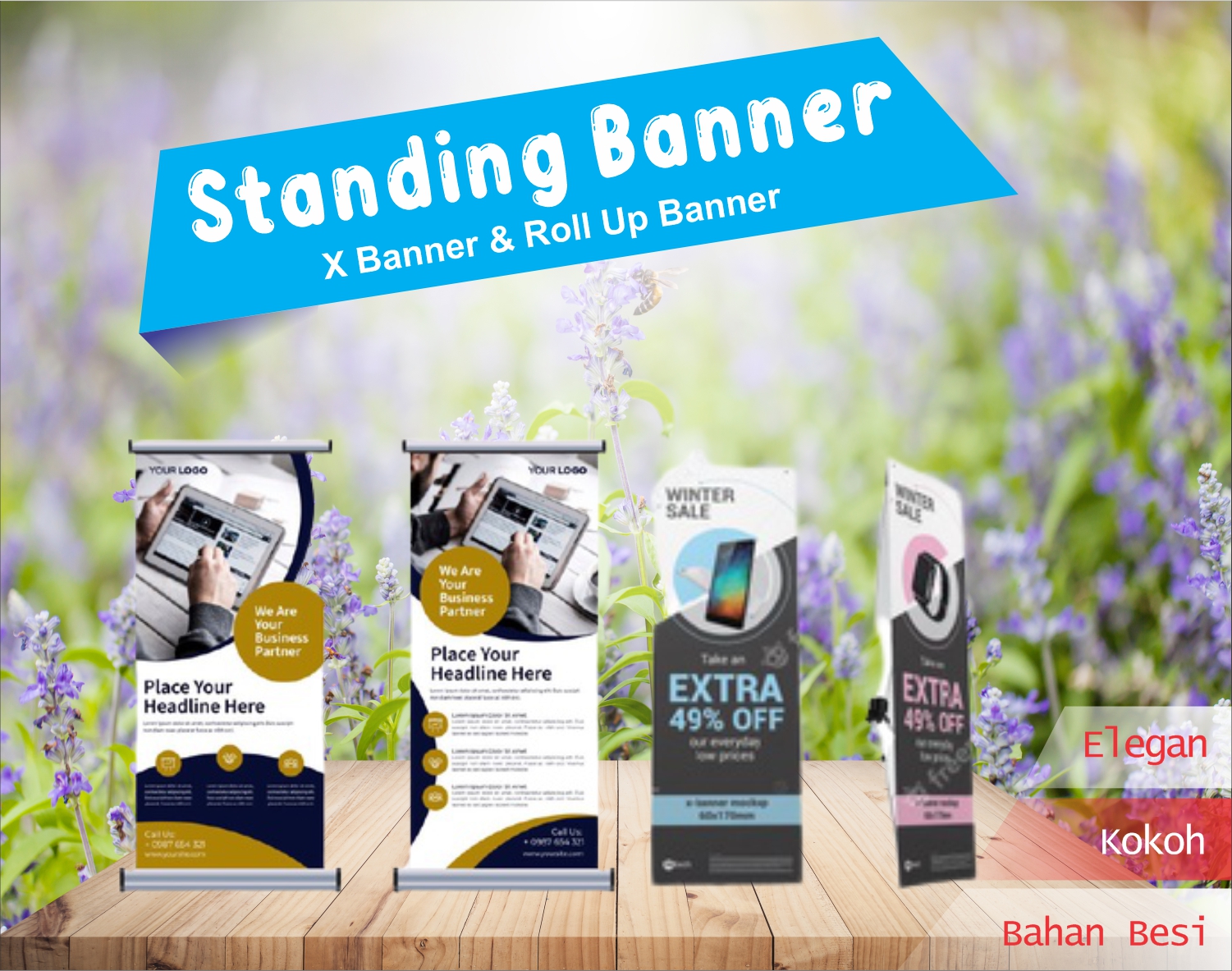 STANDING BANNER MURAH 60x160 cm - X - Y BANNER/ROLL UP BANNER ...