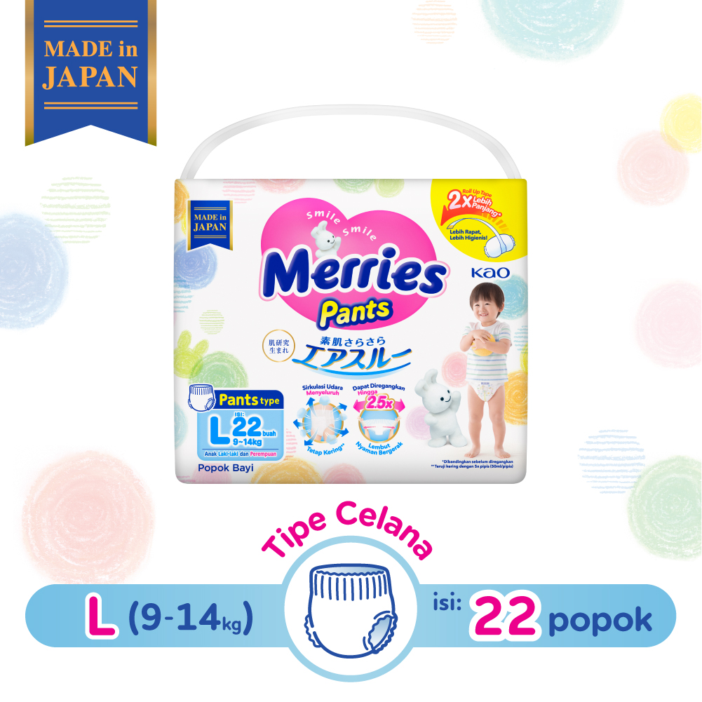 Merries Premium Popok Perlengkapan Bayi Tipe Celana (9-14 kg) L22 ...