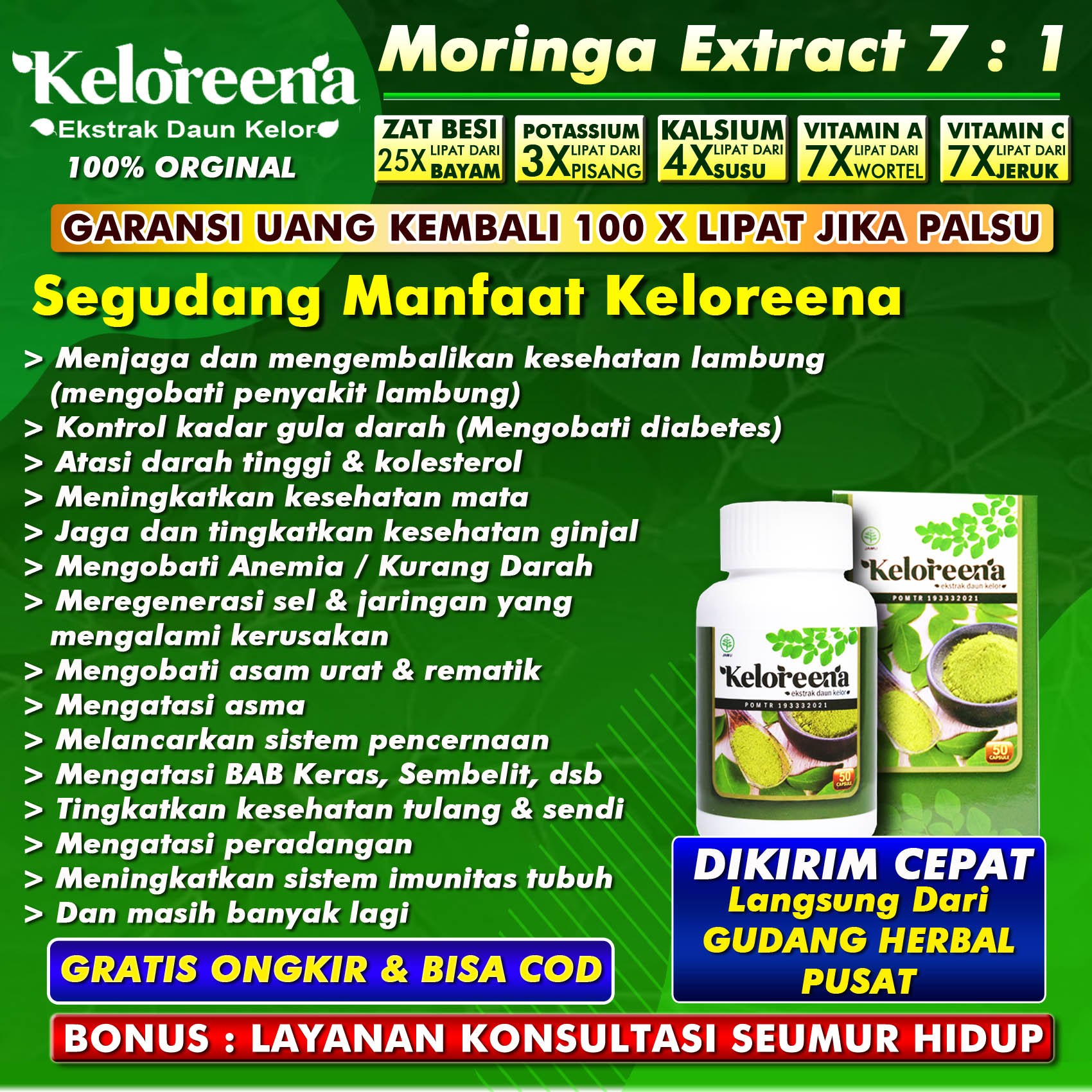 Keloreena 50 Kapsul 100 Asli Original Bergaransi Kelorena Kapsul