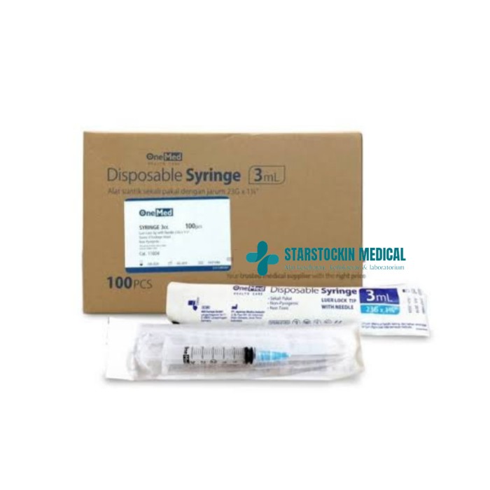 Alat Suntik Spoit Spuit Syringe Onemed 3 cc ml Box Isi 100 pcs | Lazada ...