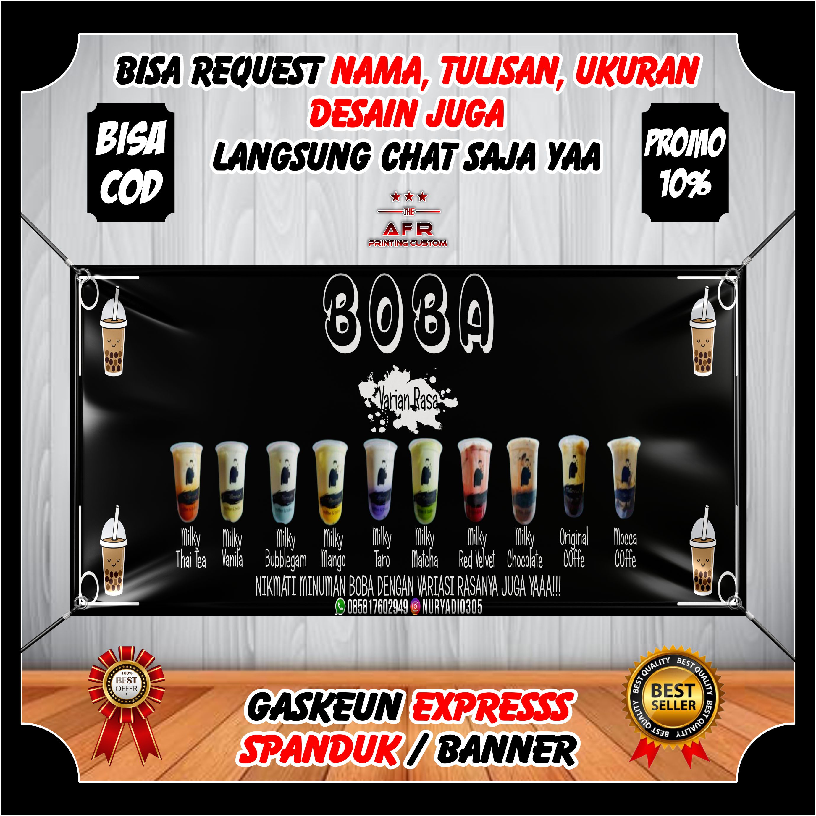 BISA COD Spanduk Es Boba Banner Minuman Es Boba Segar Spanduk Jualan ...