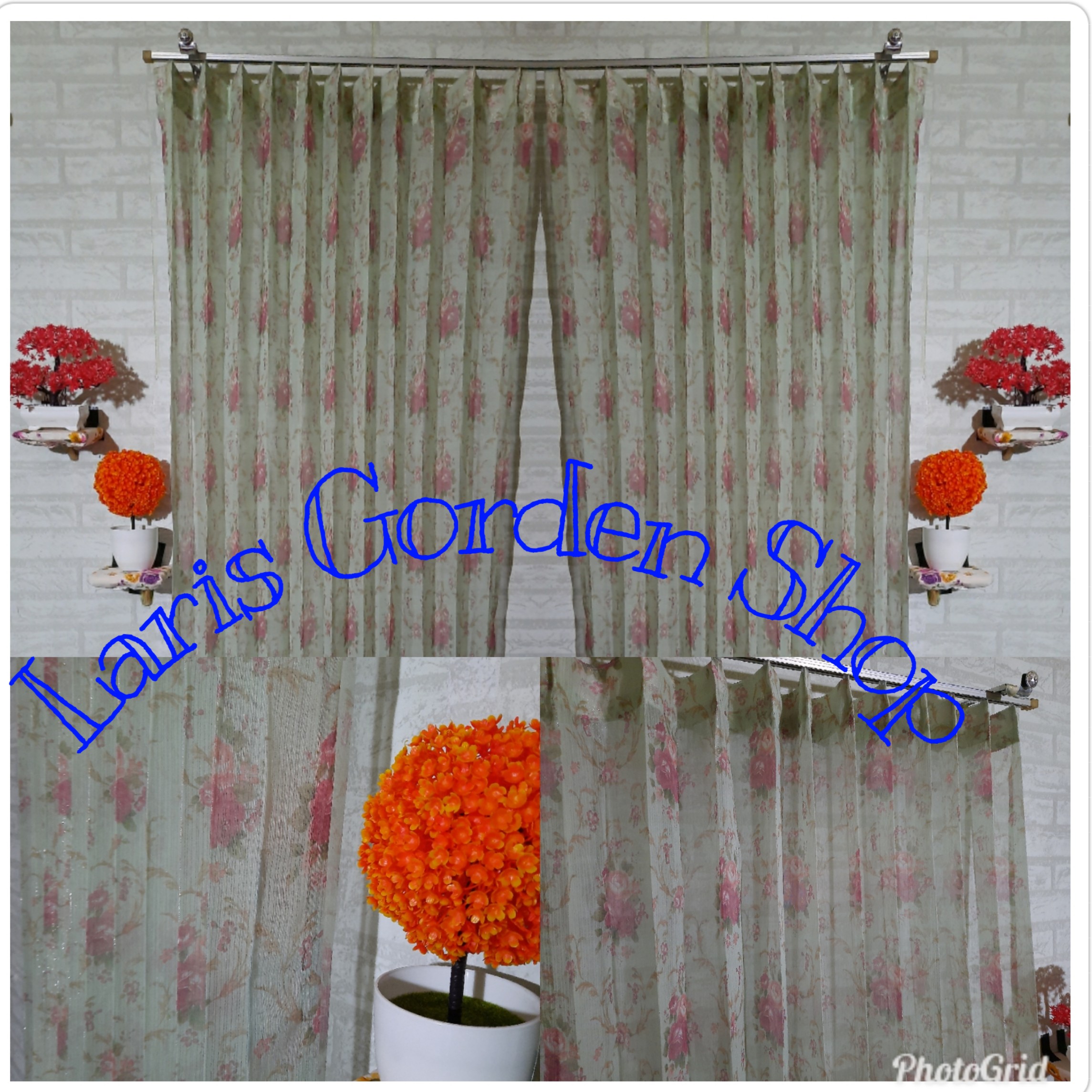 Gorden VItrace Dalam Siang Bahan Vitrace Motip Bunga Shabby Chic Bolak ...