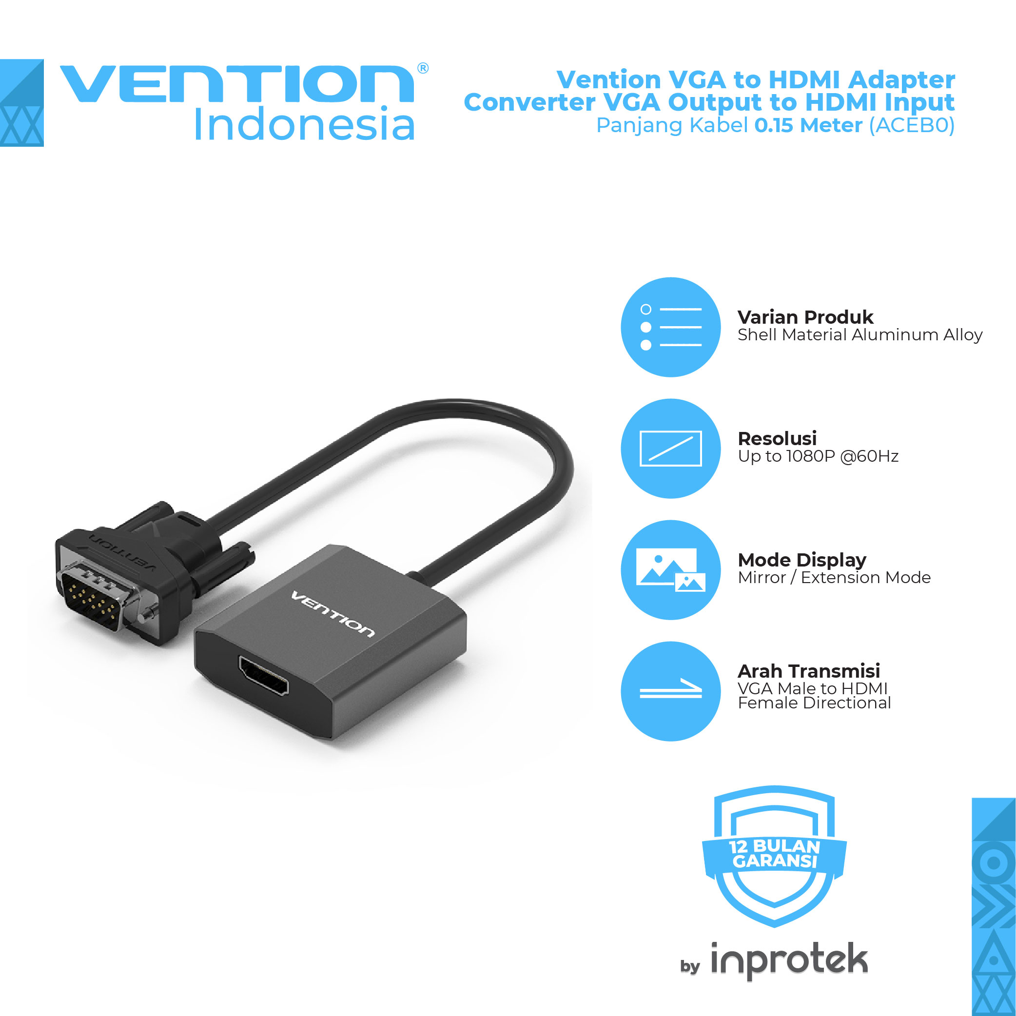 Vention VGA to HDMI Adapter Converter VGA Output to HDMI Input | Lazada ...