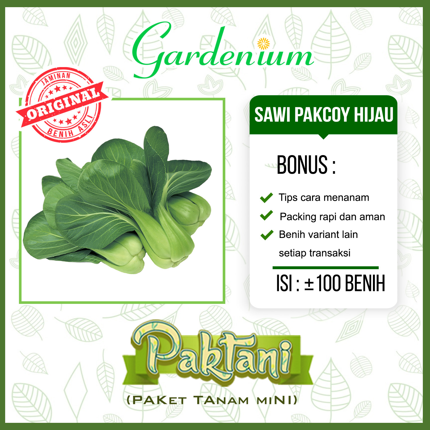 100 Benih Sawi Pakcoy Hijau Bok Choy Hijau Sayuran Unggul Paktani ...