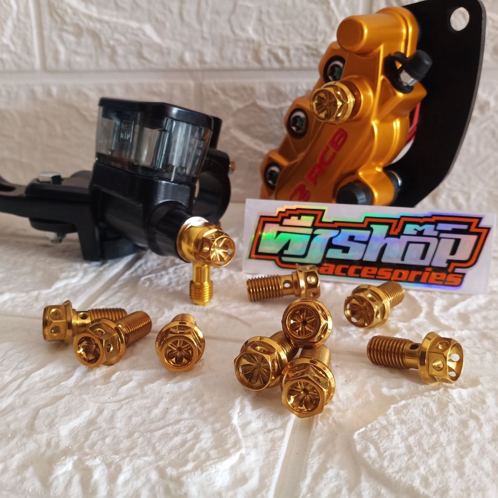 Baut probolt selang rem kaliper drat halus kasar stainless gold HENG thailand harga satuan ...