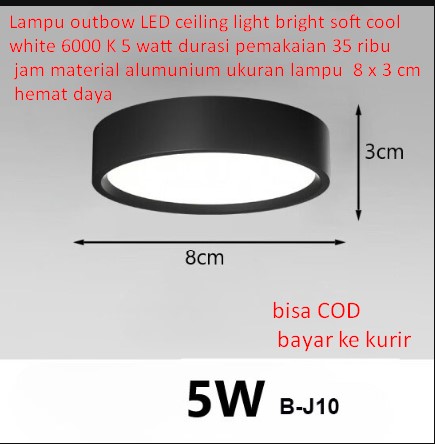 Lampu outbow LED ceiling light bright soft cool white 6000 K 5 watt ...