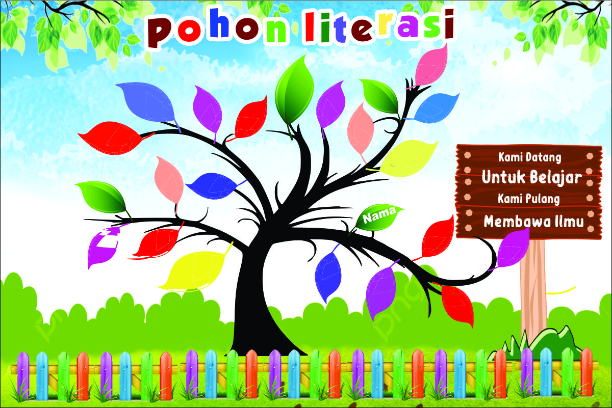 hiasan dinding kelas pohon literasi ukuran 2meterx1meter plus perekat ...