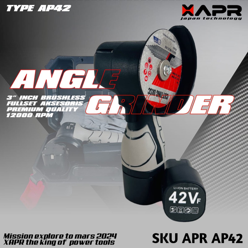 Gerinda Baterai APR Japan AP42 Angle Grinder Gurinda Grinda Tanpa Kabel ...