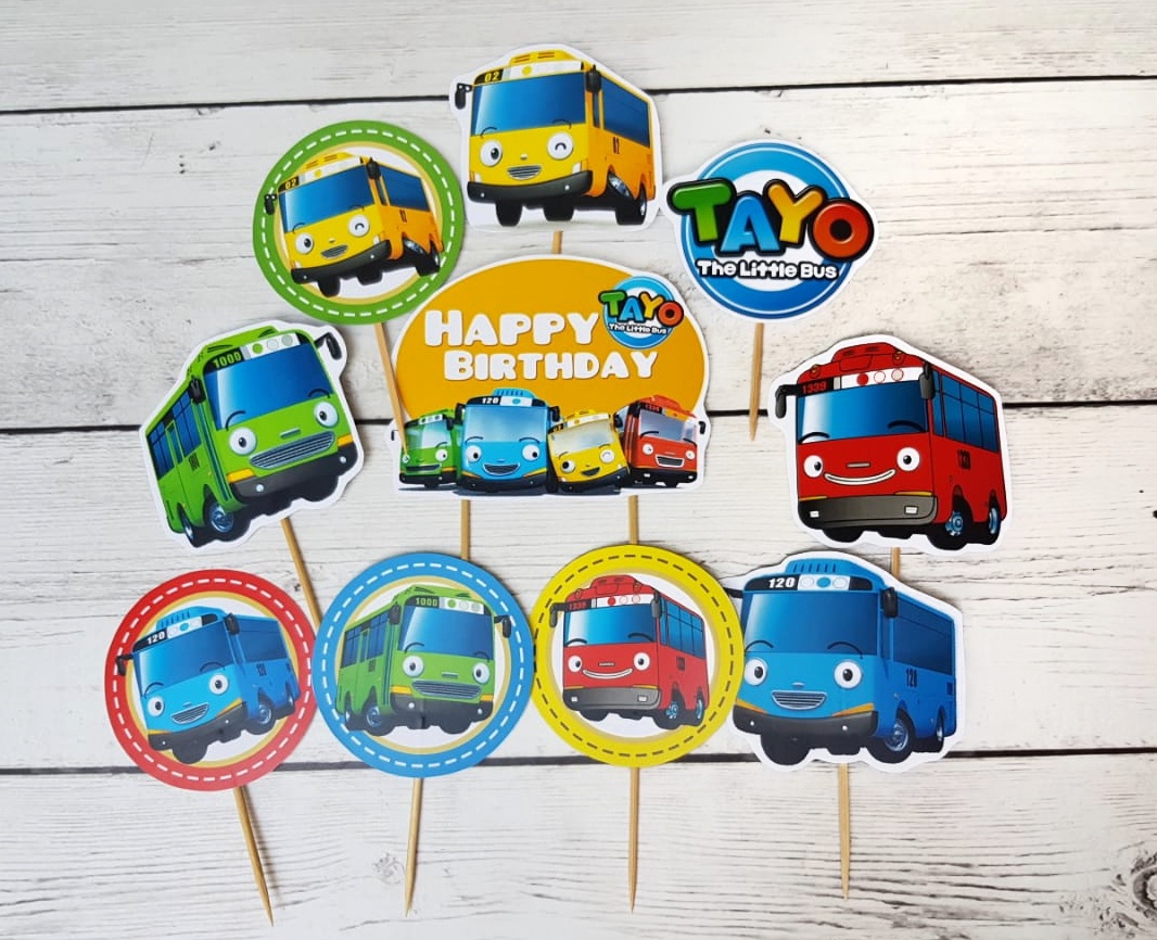 Tayo Birthday Cake Topper 1 set isi 10 pc | Lazada Indonesia