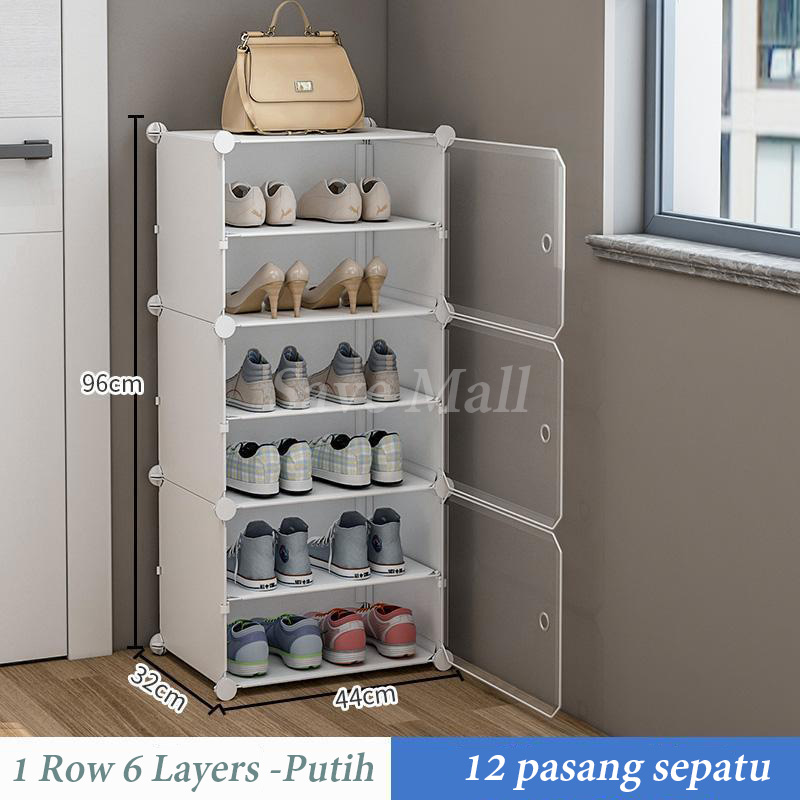 Rak sepatu susun plastik rak sepatu tertutup anti debu shoe rack shoe ...