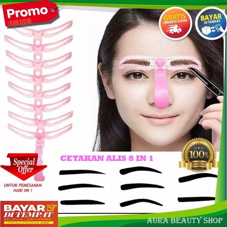 Alat cetak alis 8 in 1 Alat Bantu Cetak Alis Bahan Plastik - isi 8 PCS Farian Bentuk Dan Cetak ...