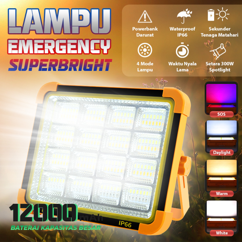 Benih Lampu Emergency Led Multifungsi power bank solar cell IP66 Lampu ...
