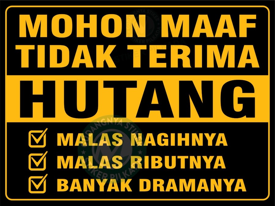 STIKER VINYL TIDAK TERIMA HUTANG | Lazada Indonesia