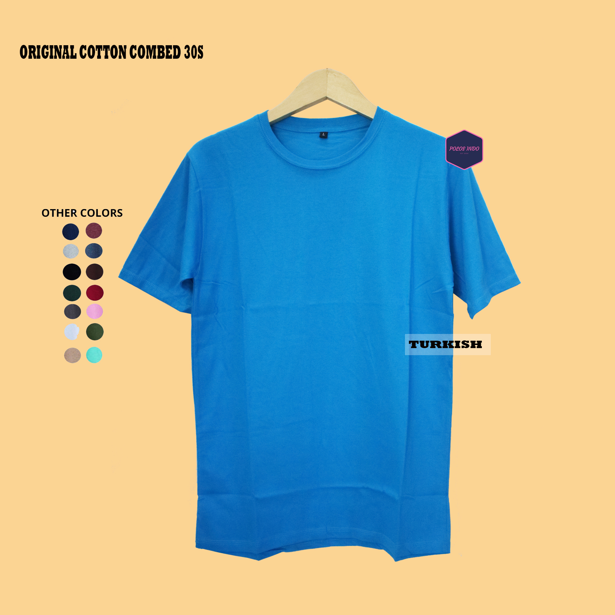 Kaos Polos Pria Warna Biru Turkish Cotton Combed 30s UNISEX | Lazada ...