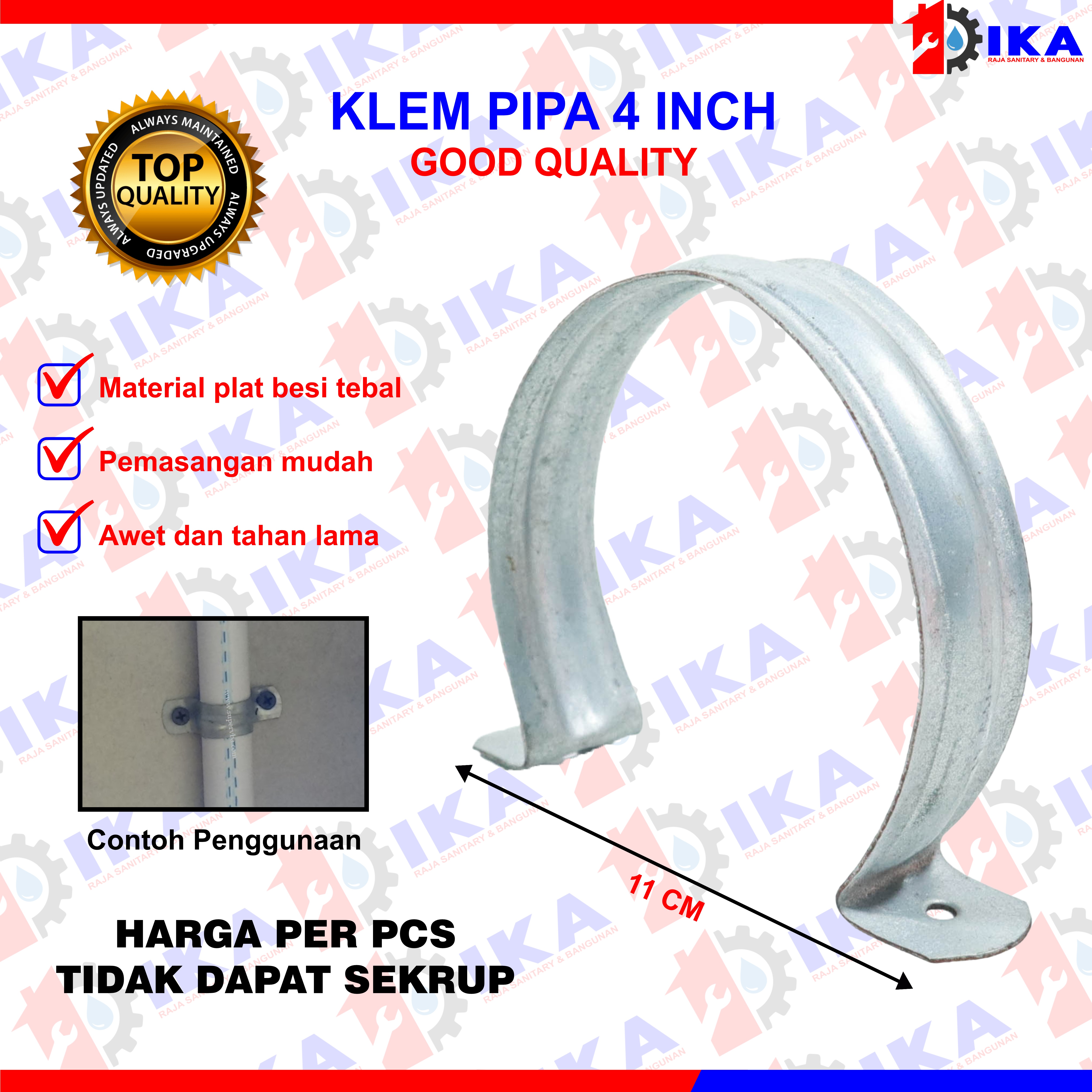 Klem pipa 4" inch / Klem omega/ klem plat/ klem besi/ klem seng | Lazada Indonesia