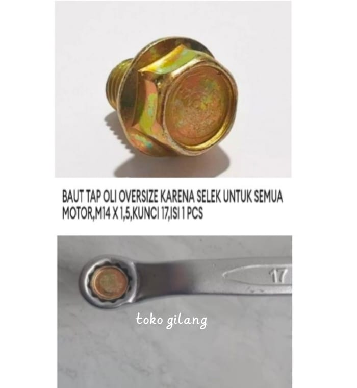 BAUT TAP OLI OVERSIZE KARENA SELEK UNTUK SEMUA MOTOR,M14 X 1,5,KUNCI 17 ...